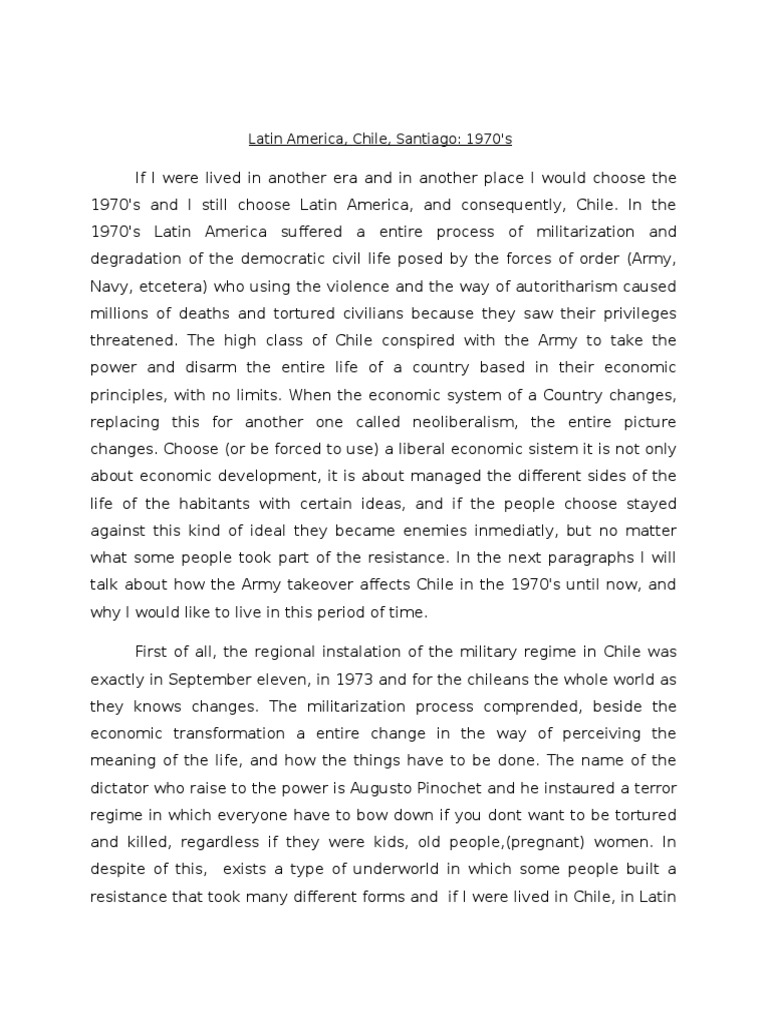 Latin America, Chile, Santiago: 1970's | PDF | Augusto Pinochet | Chile