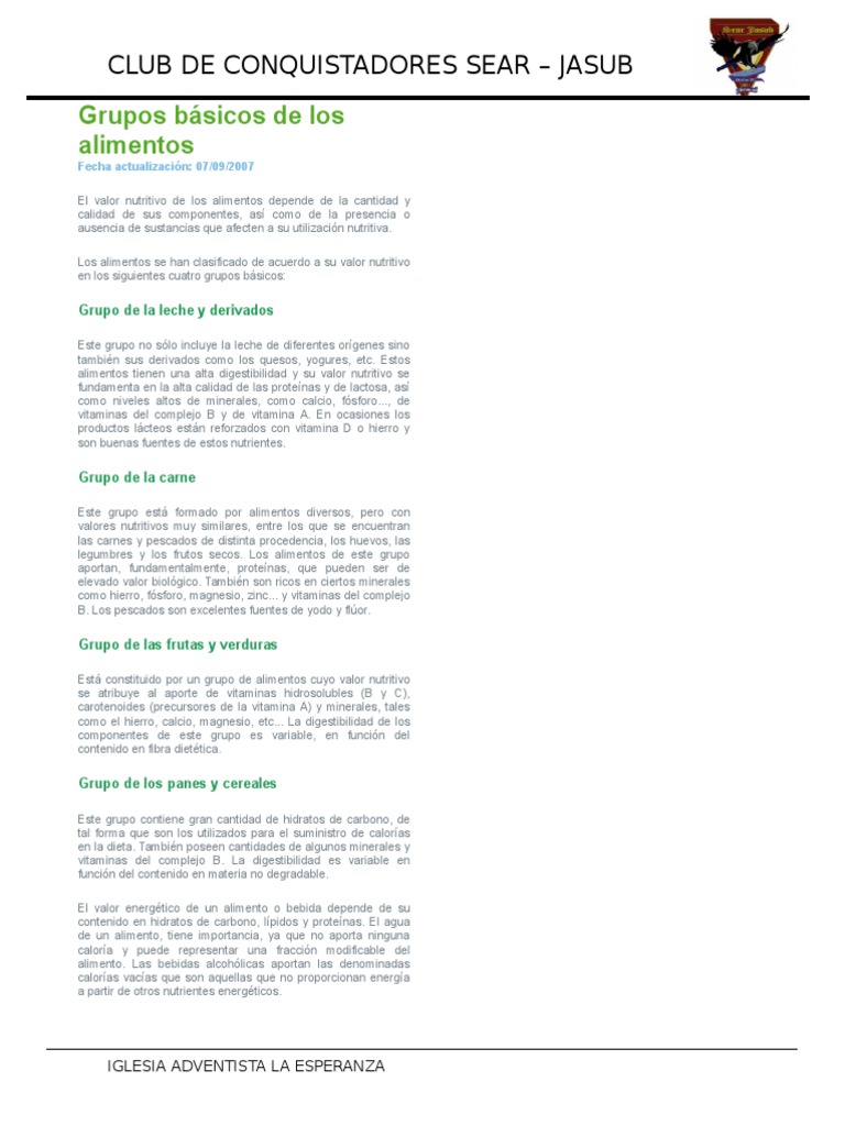 Cuatro Grupos Básicos de Alimentos | PDF | Alimentos | Nutrición