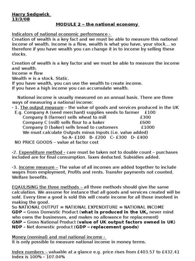 Economics AS Level Work Module 2 | PDF | Current Account | Measures Of ...