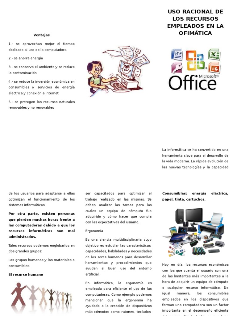 Uso Racional de Los Recursos Empelados en La Ofimática | PDF | Factores humanos y ergonomía ...