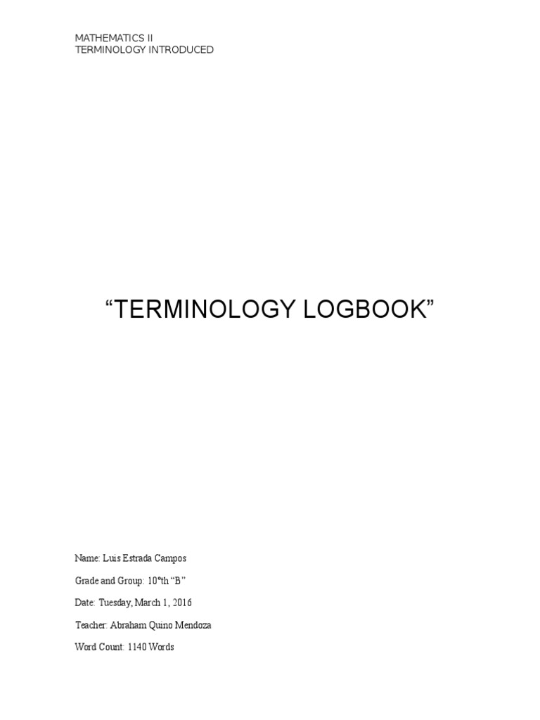 Terminology Logbook (Mathematics II) | PDF | Area | Triangle