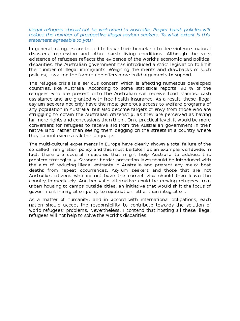 Illegal Refugees Should Not Be Welcomed To Australia. Proper Harsh ...