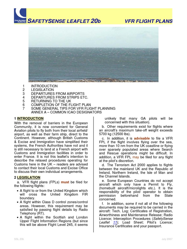VFR Plans | PDF | Visual Flight Rules | Transponder (Aeronautics)