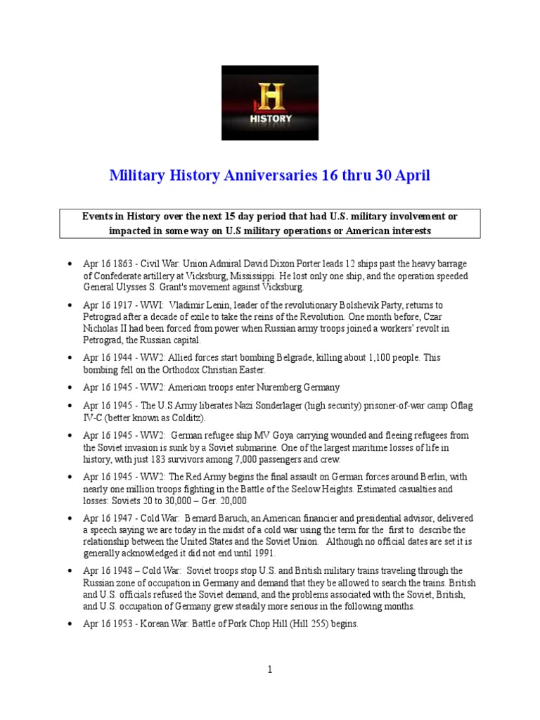 U.S. Military History Events: April 16-30 | PDF | Vietnam War | World ...