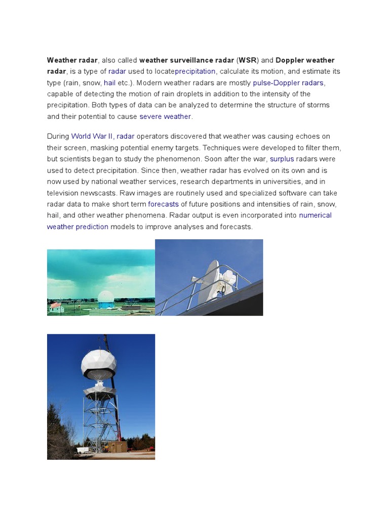Weather Radar | PDF | Wireless | Microwave Technology
