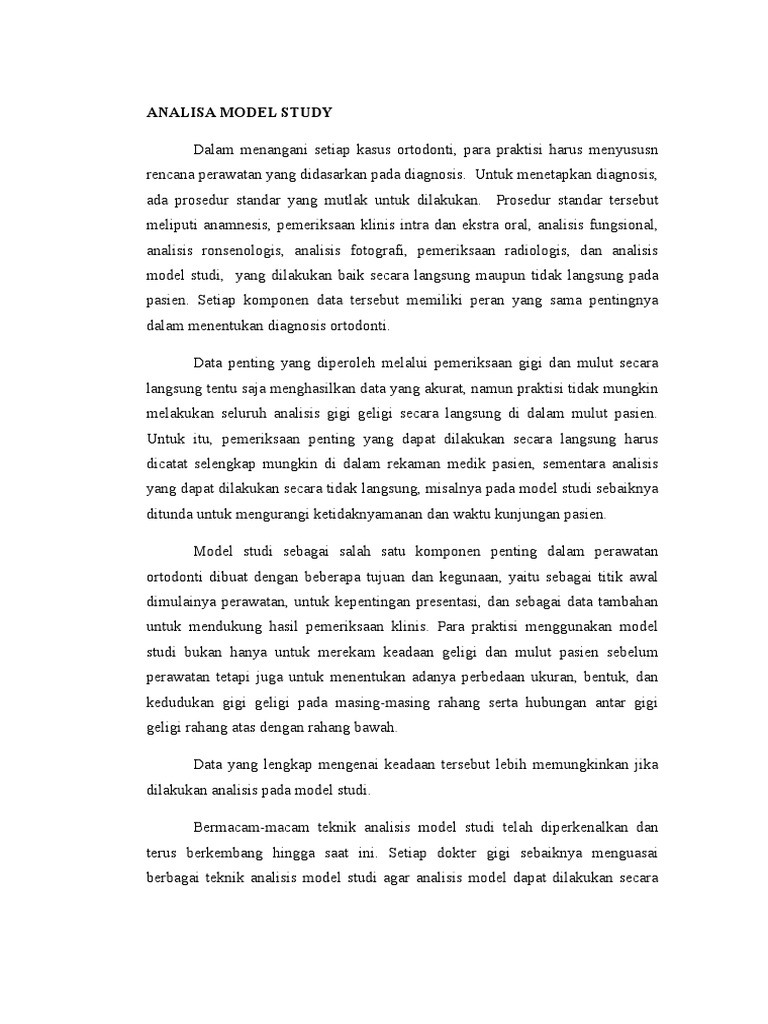 Analisis Model Studi Ortodonti | PDF | Kesehatan Holistik