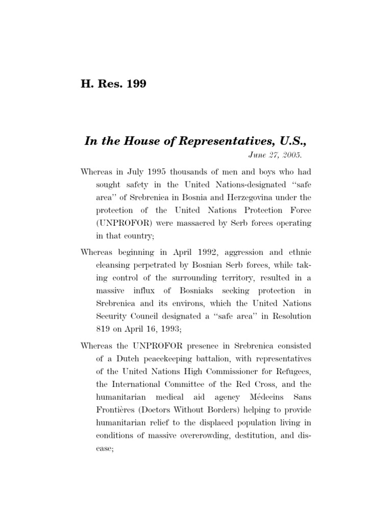 Srebrenica Genocide Resolution 2005 | PDF | Genocides | Bosnia And ...