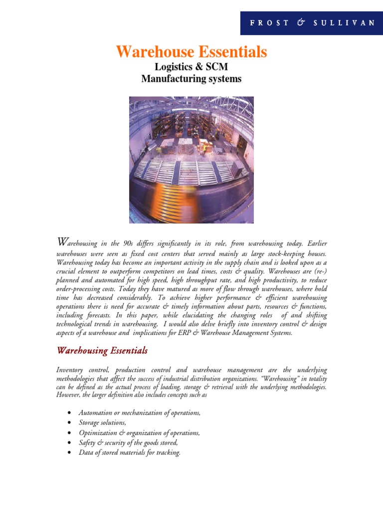Warehouse Essentials: Logistics & SCM Manufacturing Systems | PDF ...