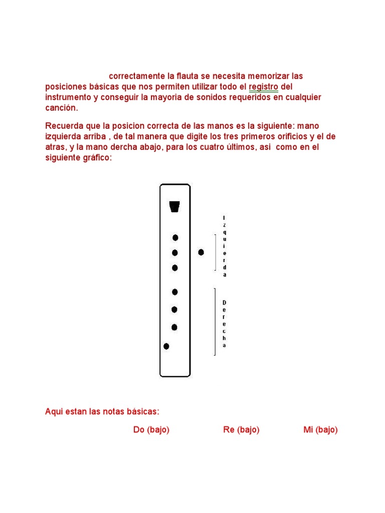 Primeras posiciones en flauta dulce