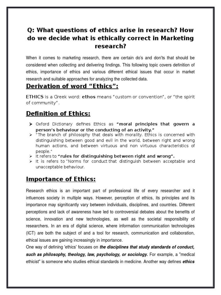 How To Conduct Ethically Correct Marketing Research? | PDF