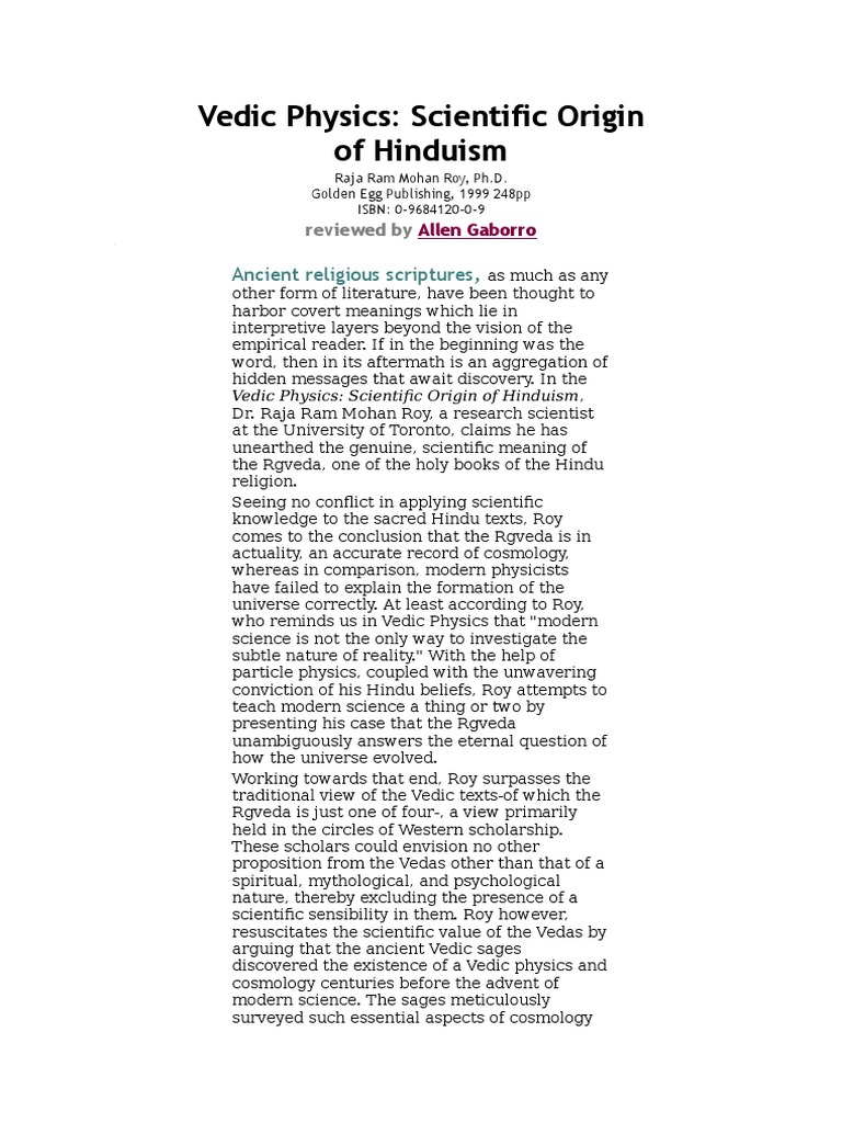 Vedic Physics: Science in Hinduism | PDF | Universe | Vedas