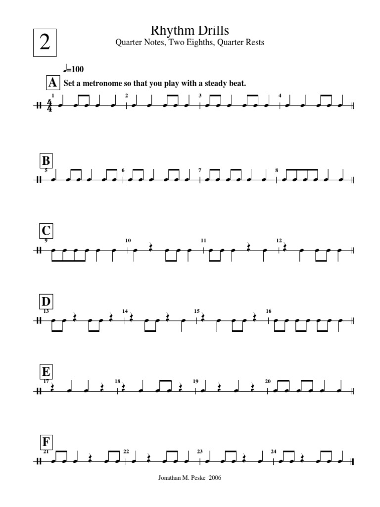 Rhythm Drills: Set A Metronome So That You Play With A Steady Beat | PDF