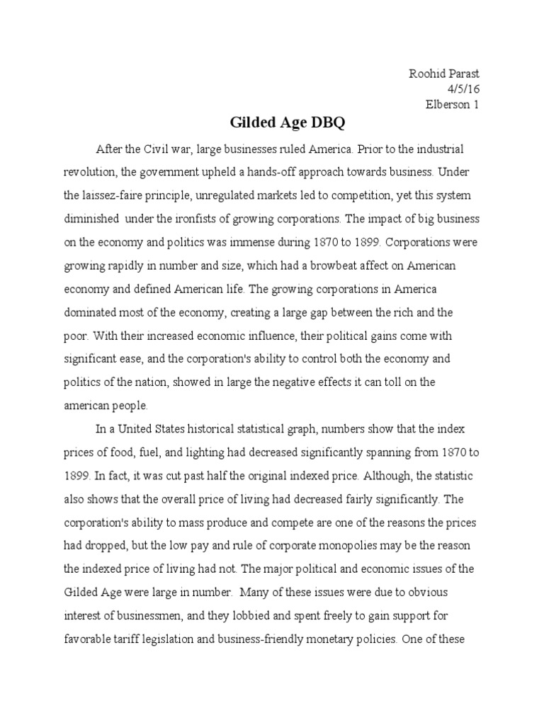 Gilded Age DBQ | Download Free PDF | Tariff | Employment