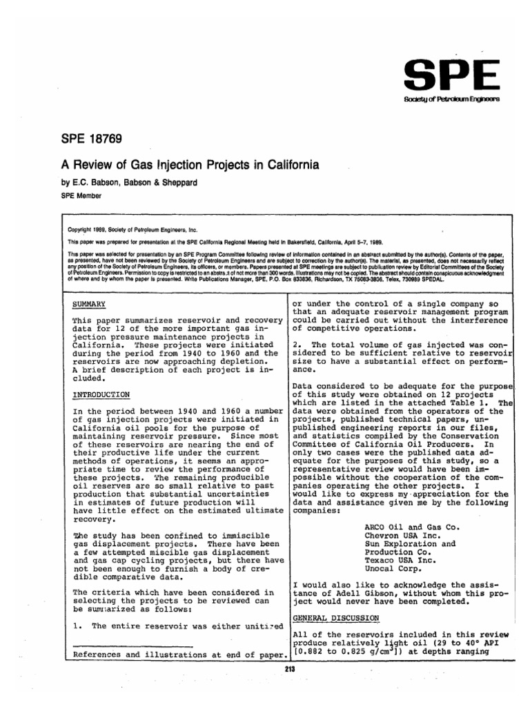 Review of Gas Injection Projects in California | PDF | Petroleum ...
