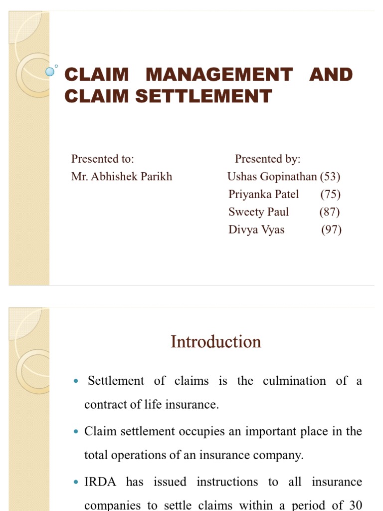 Claim Management for Accidental Insurance | PDF | Life Insurance ...