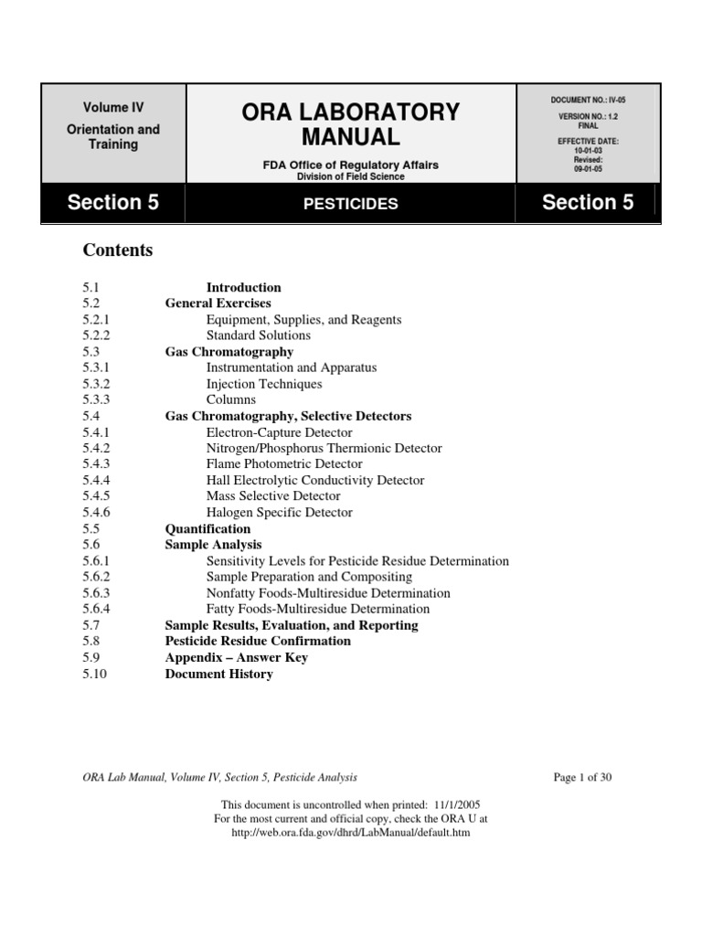 Ora Laboratory Manual: Section 5 Section 5 | PDF | Gas Chromatography ...