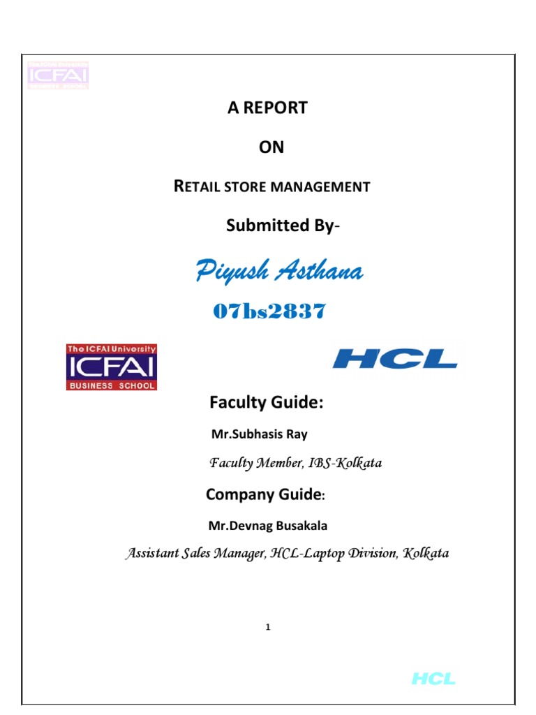 FINAL Report by piyulat07RETAIL STORE MANAGEMENT | PDF | Laptop ...