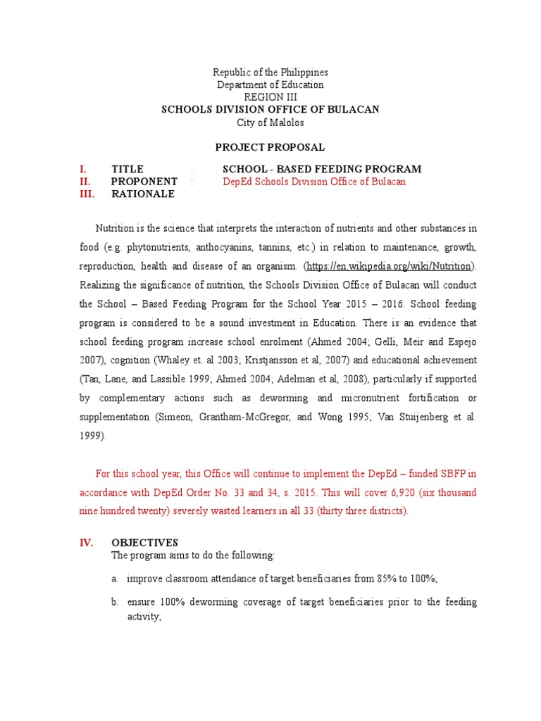 Project Proposal Nutrition 2015 | Nutrition | Food And Drink | Free 30 ...