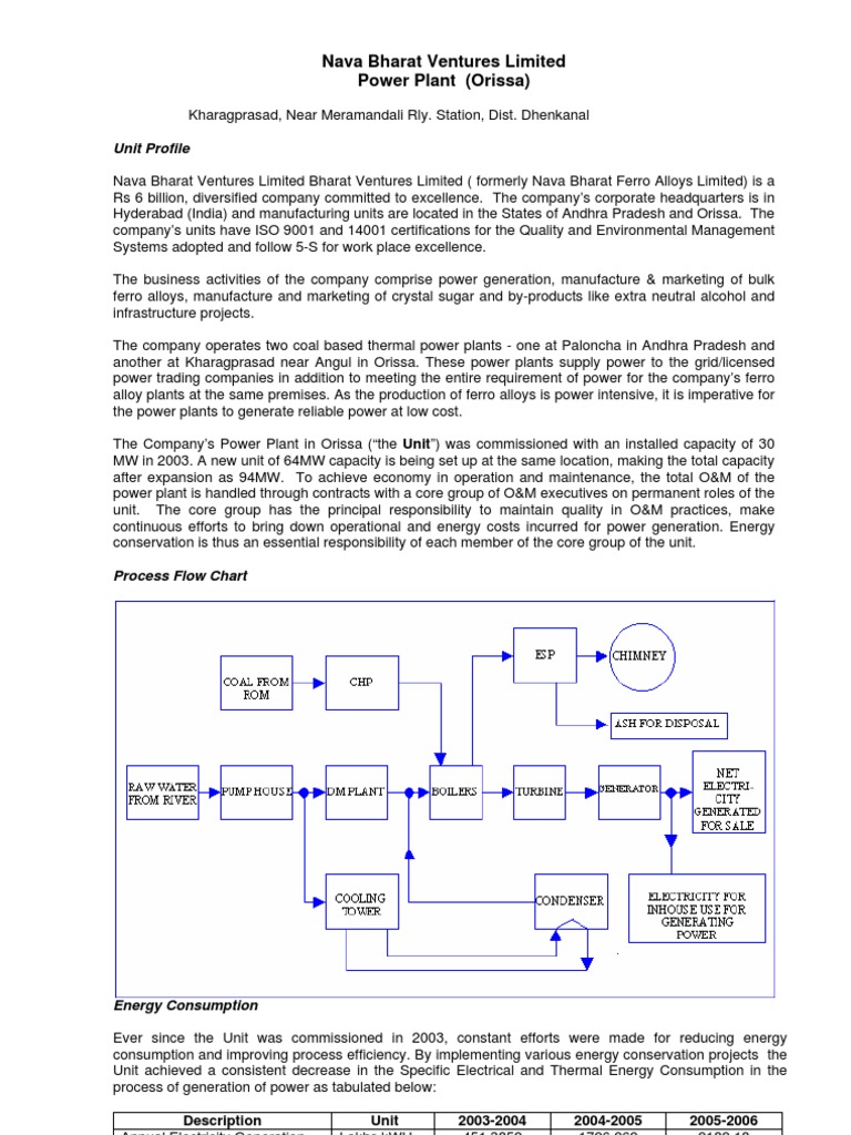 Nava Bharat Ventures Limited Power Plant (Orissa) : Unit Profile | PDF ...