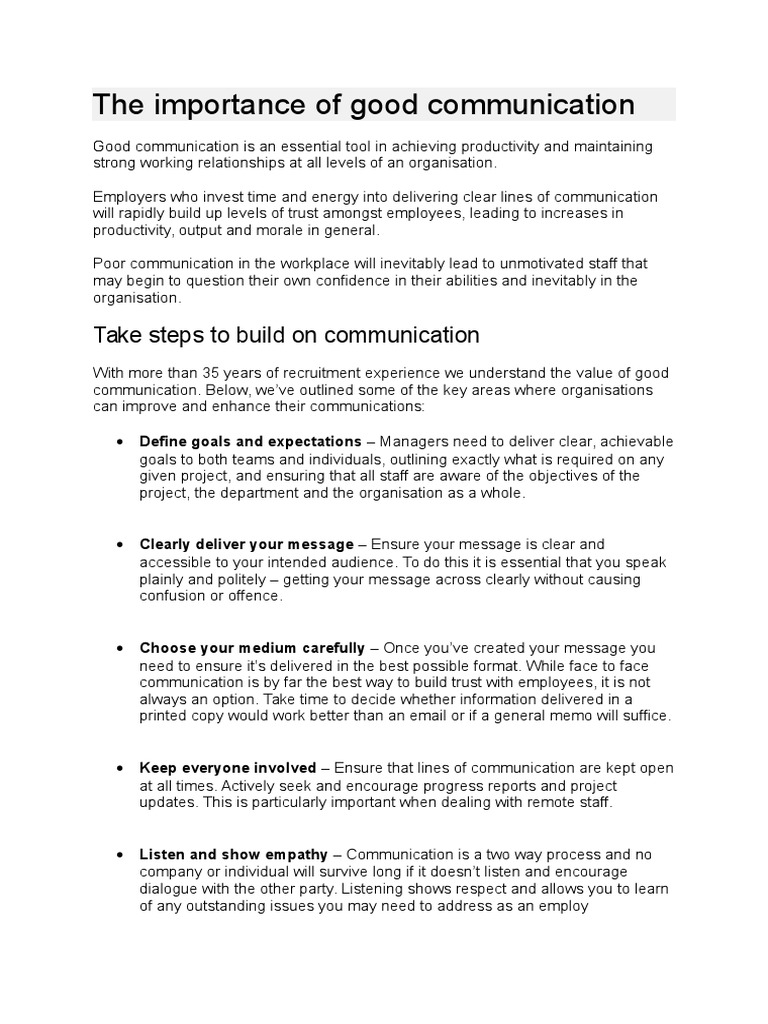 Importance of Communication | PDF | Self Concept | Communication