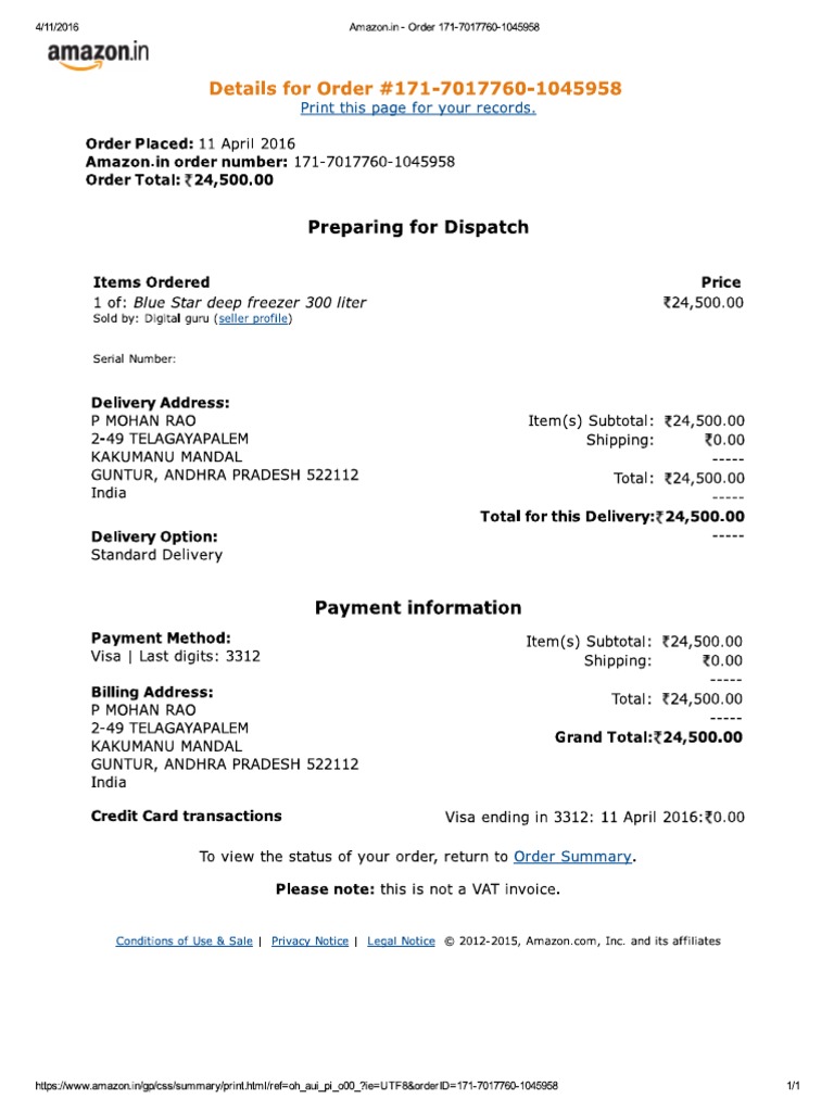 Fridge Invoice | PDF