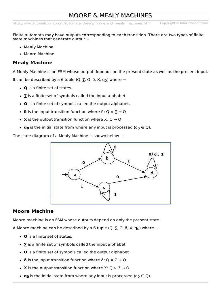 Moore and Mealy Machines | PDF | Models Of Computation | Electronics
