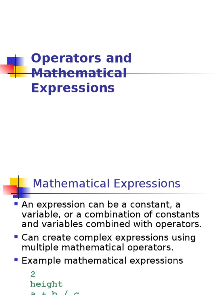 Operators & Mathematical Expression | PDF | Division (Mathematics) | Computer Programming