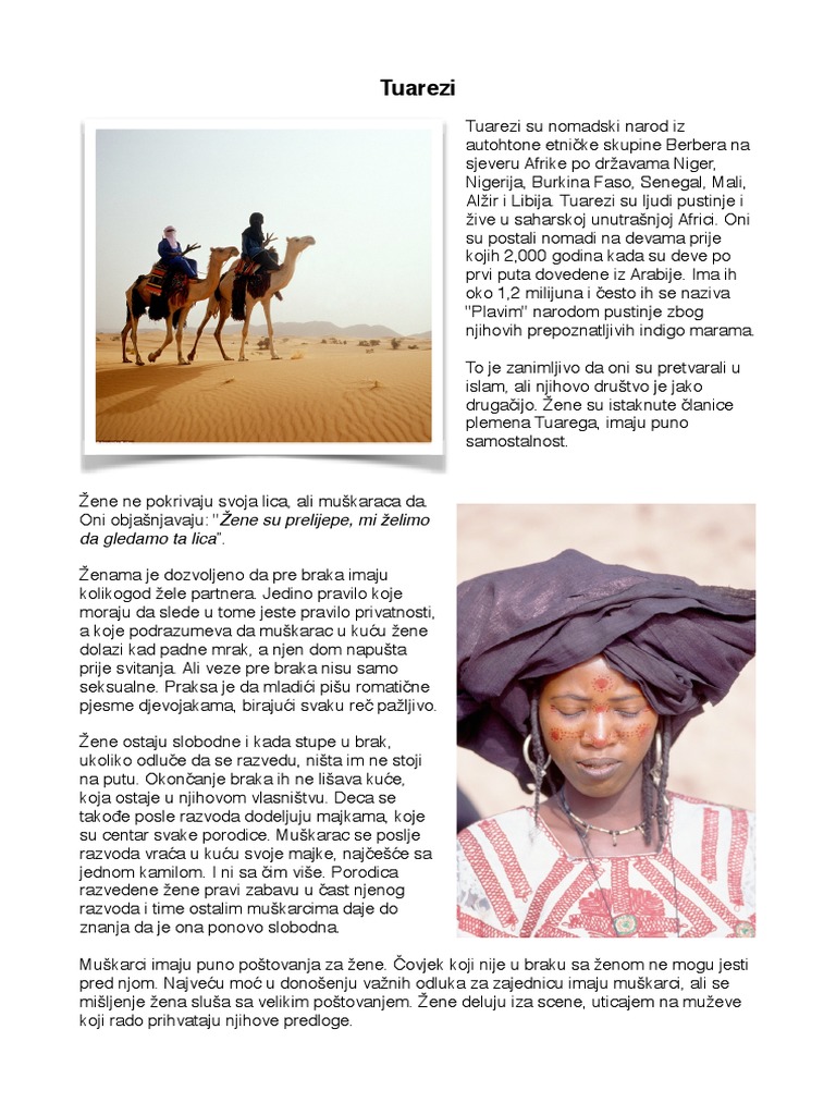 Tuarezi: Žene i njihova uloga | PDF