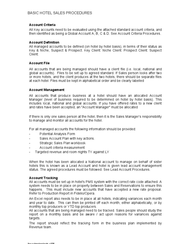 Basic Hotel Sales Proceduresv106 | PDF | Sales | Voicemail
