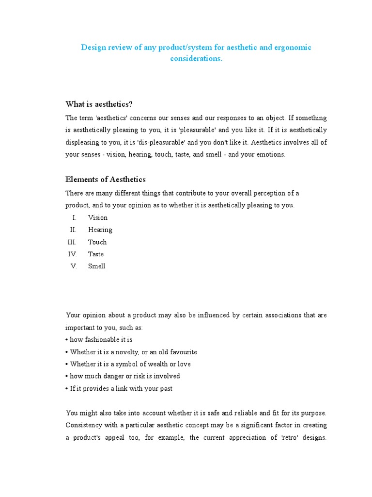 Design Review of Any Product | PDF | Aesthetics | Human Factors And ...