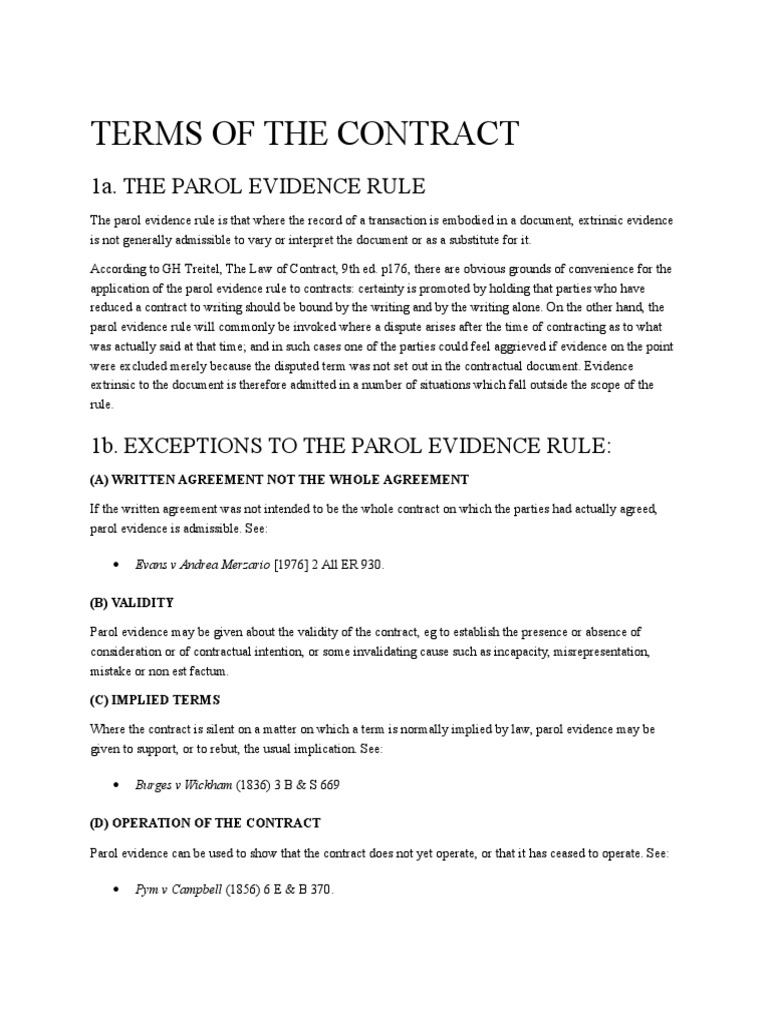Terms Contract | PDF | Contractual Term | Parol Evidence Rule