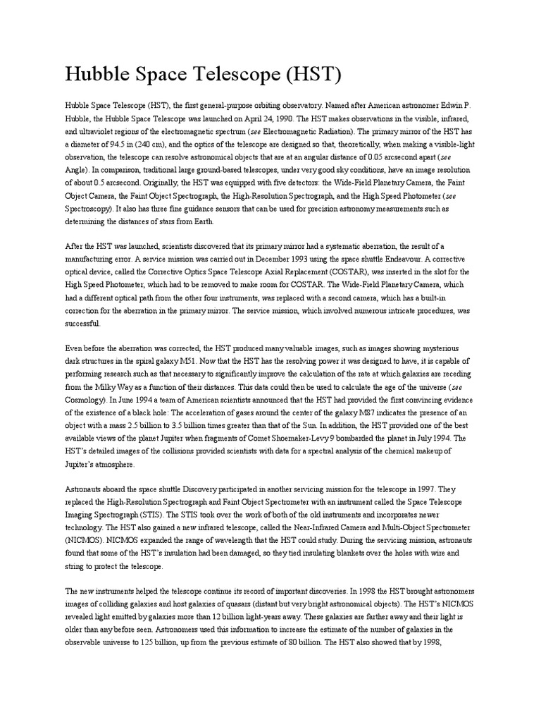 Hubble Space Telescope | PDF | Hubble Space Telescope | Spaceflight