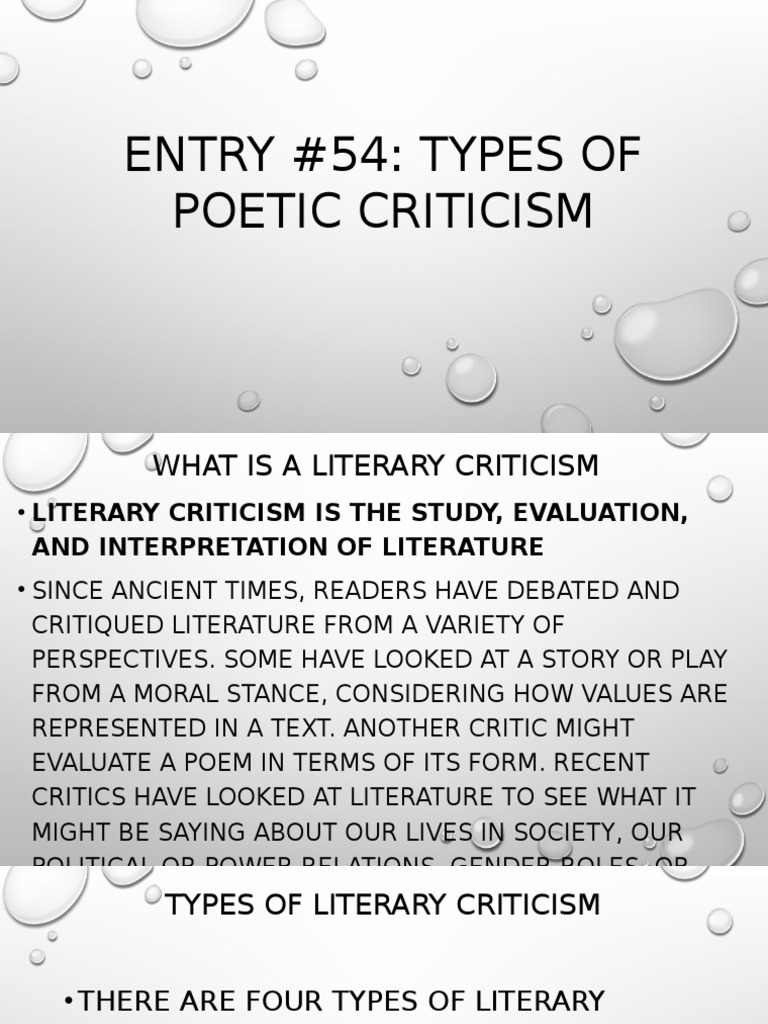 Types of Poetry Criticisms | PDF | Criticism | Poetry