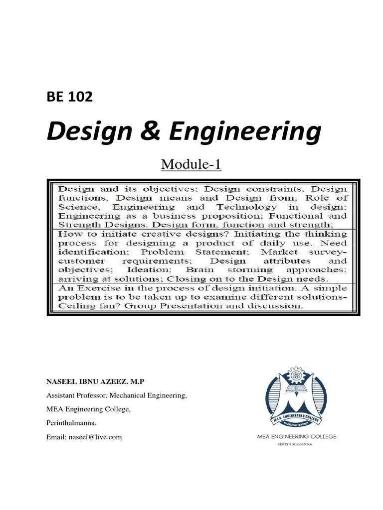 Design and Engineering KTU Module-1 | PDF | Design | Science
