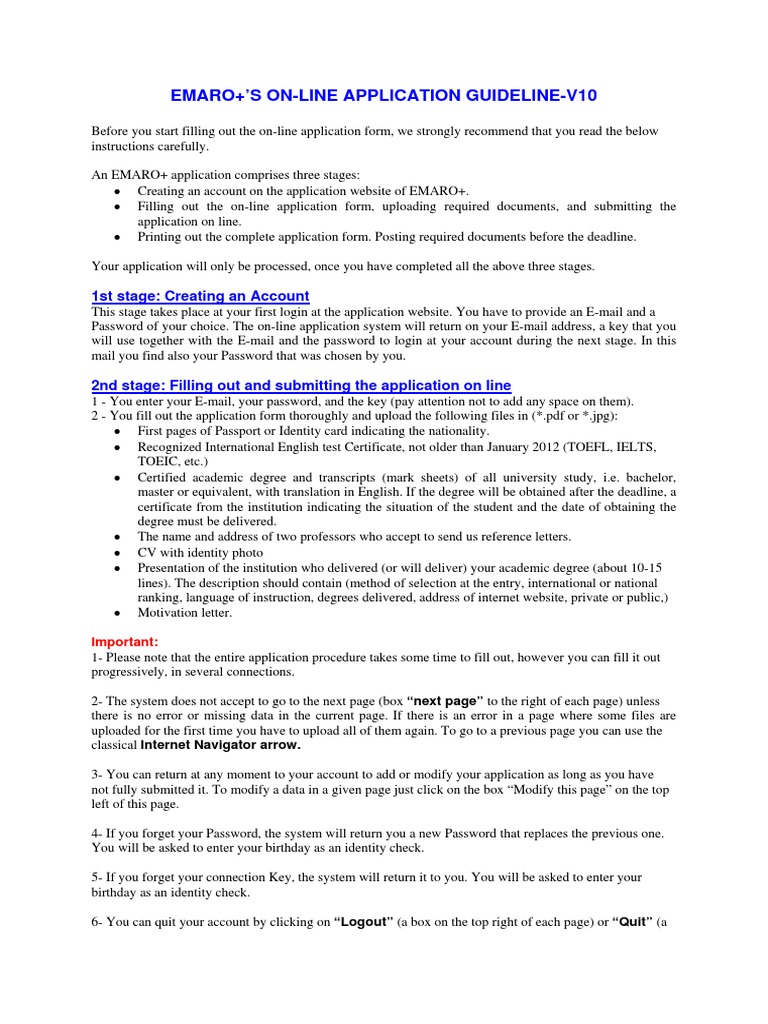 EMARO Application Guidelines 2015 2016 | PDF | Zip Code | Academic Degree