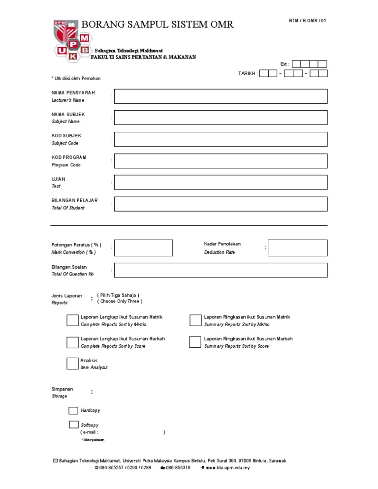 Borang Omr Upm | PDF