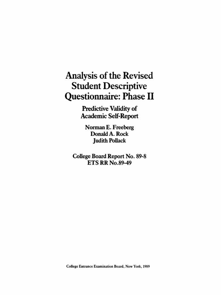 Researchreport 1989 8 Analysis Revised Student Descriptive ...