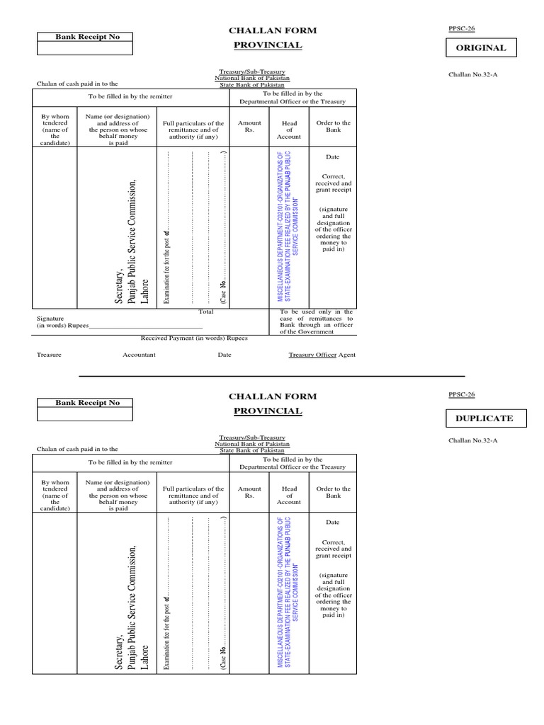 Challan Form | PDF | Money | Government