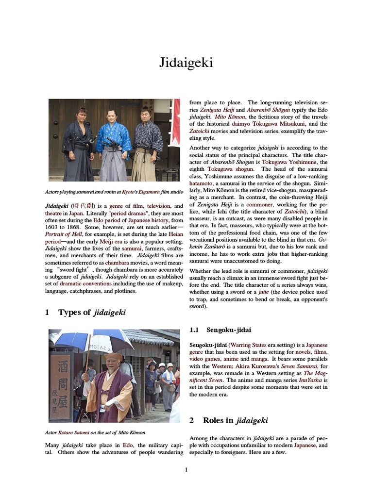 Jidaigeki Movies To Check Out (Japanese) | PDF | Feudal Japan ...