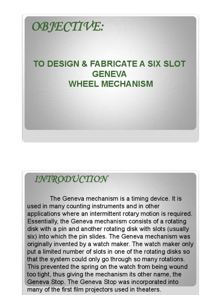 Geneva Wheel Design & Fabrication | PDF | Acceleration | Manufactured Goods