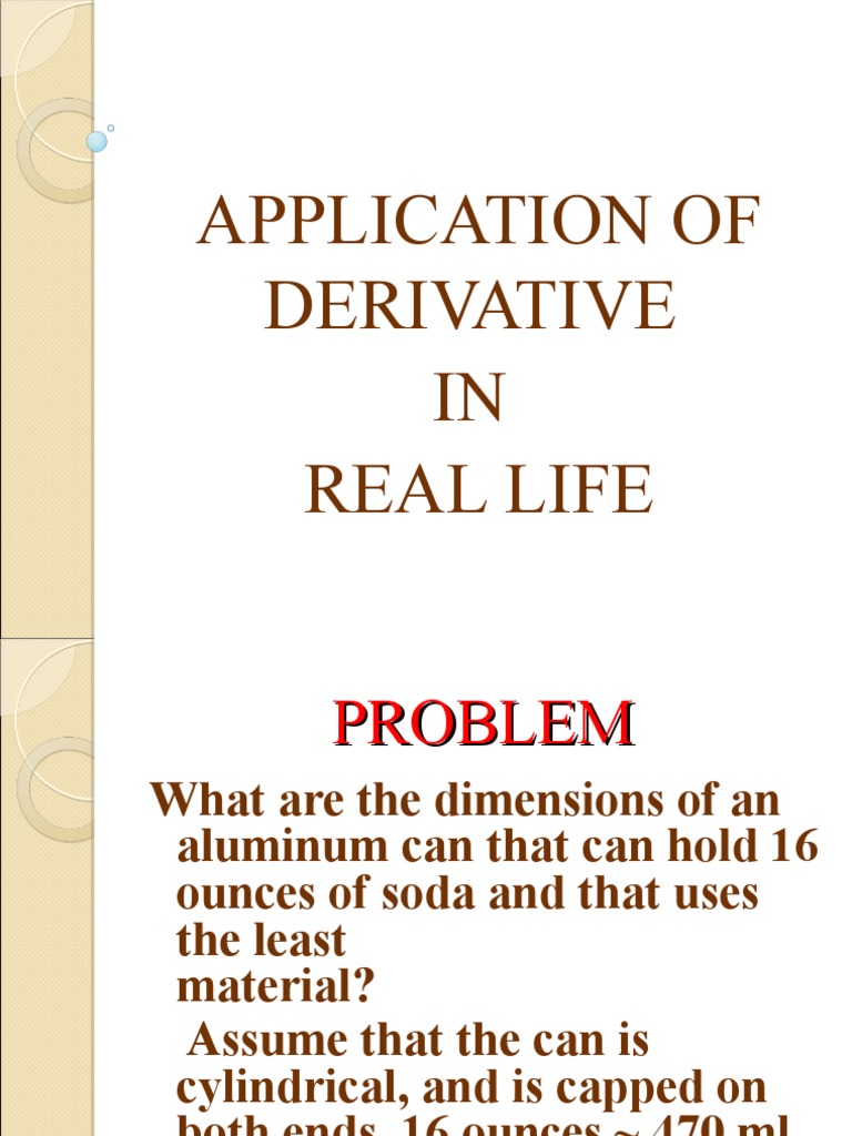 Application of Derivative IN Real Life | PDF | Teaching Methods ...