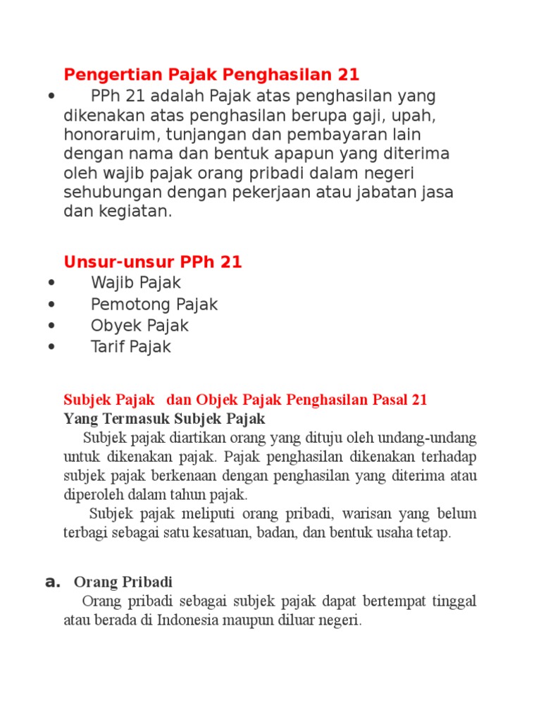 Pengertian Pajak Penghasilan 21 | PDF | Hukum