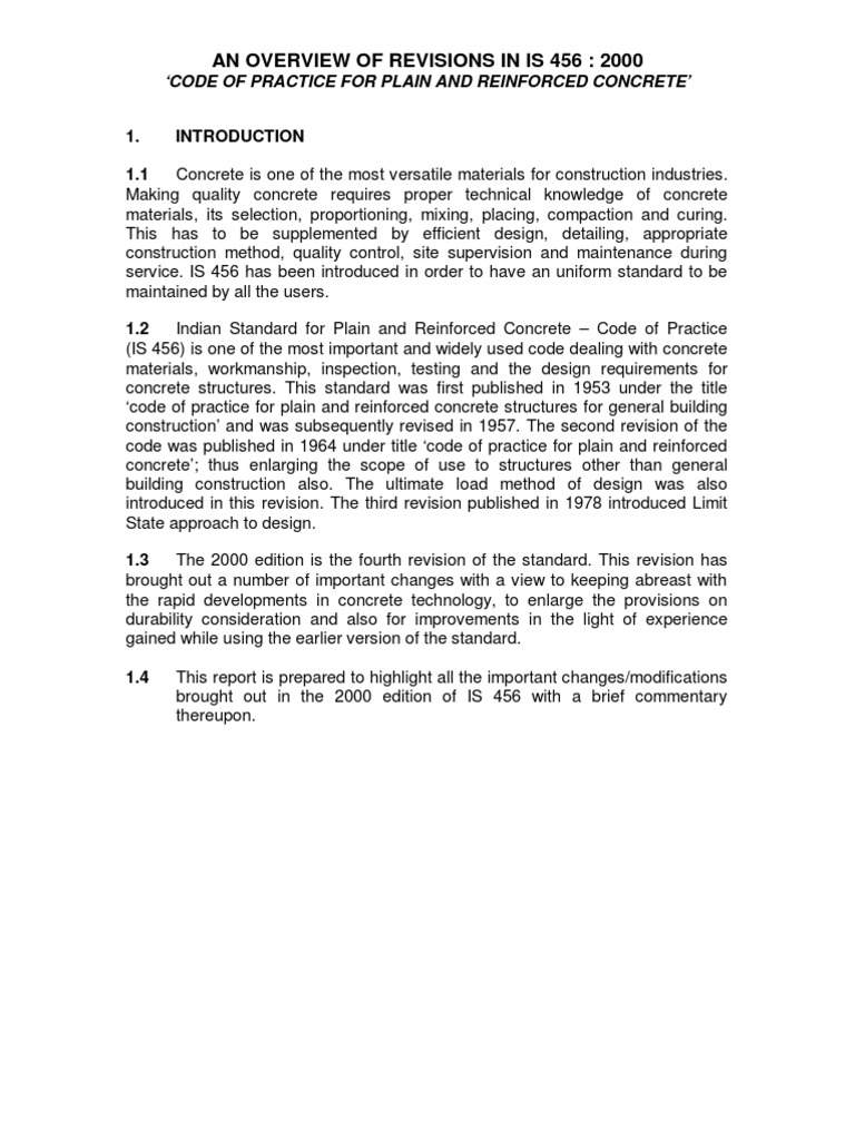 Is 456 | PDF | Concrete | Reinforced Concrete