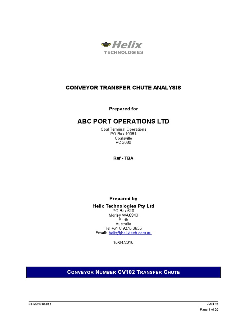 Helix Chute Design Sample Report 2 | PDF | Belt (Mechanical) | Friction