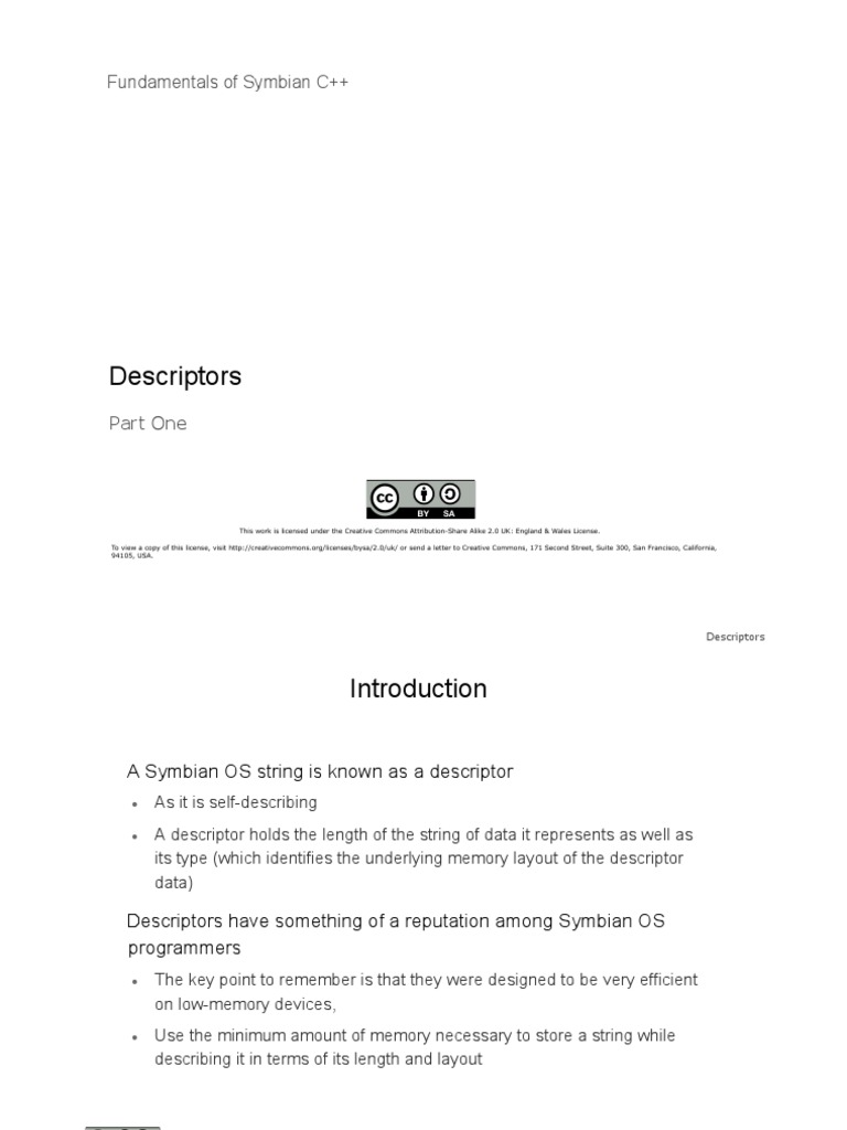 Descriptors: Fundamentals of Symbian C++ | PDF | Pointer (Computer Programming) | String ...