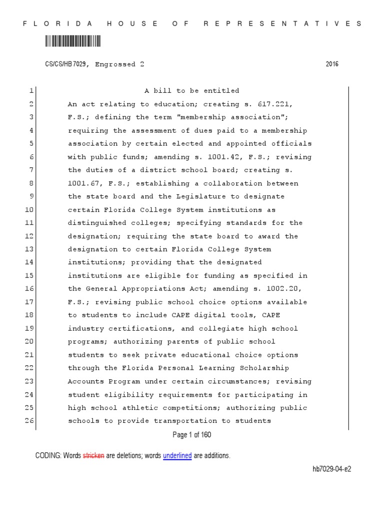 HB 7029 | PDF | School Choice | State School