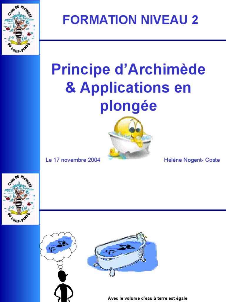 Poids Apparent et Poussée d'Archimède | PDF | Plongée en scaphandre ...