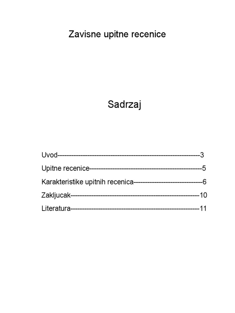 Zavisne Upitne Recenice | PDF