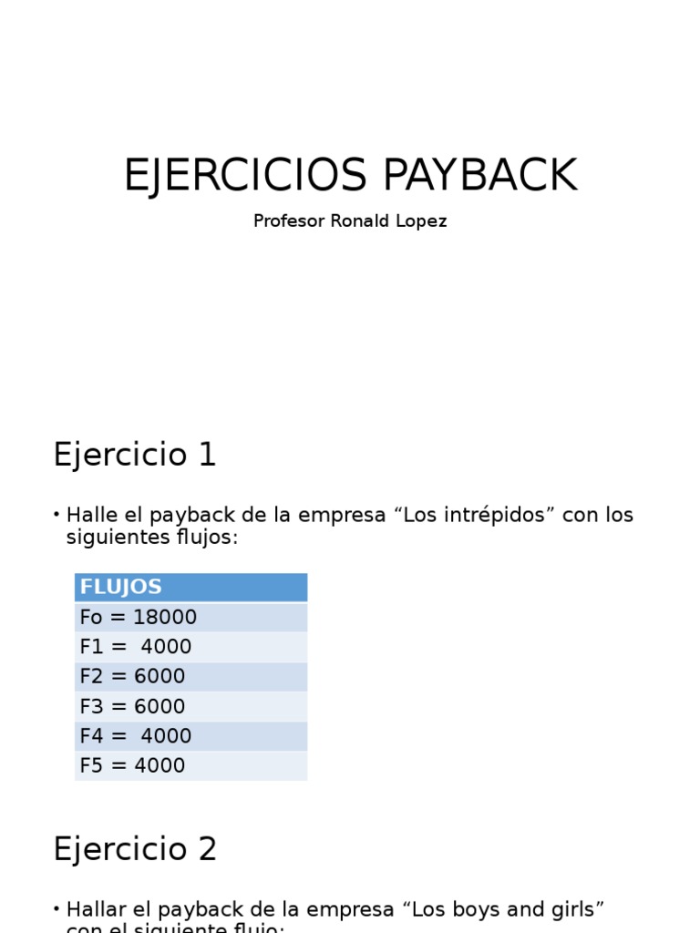 Ejercicios Payback | PDF