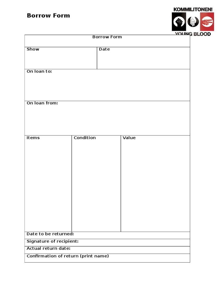 Borrow Form Template | PDF